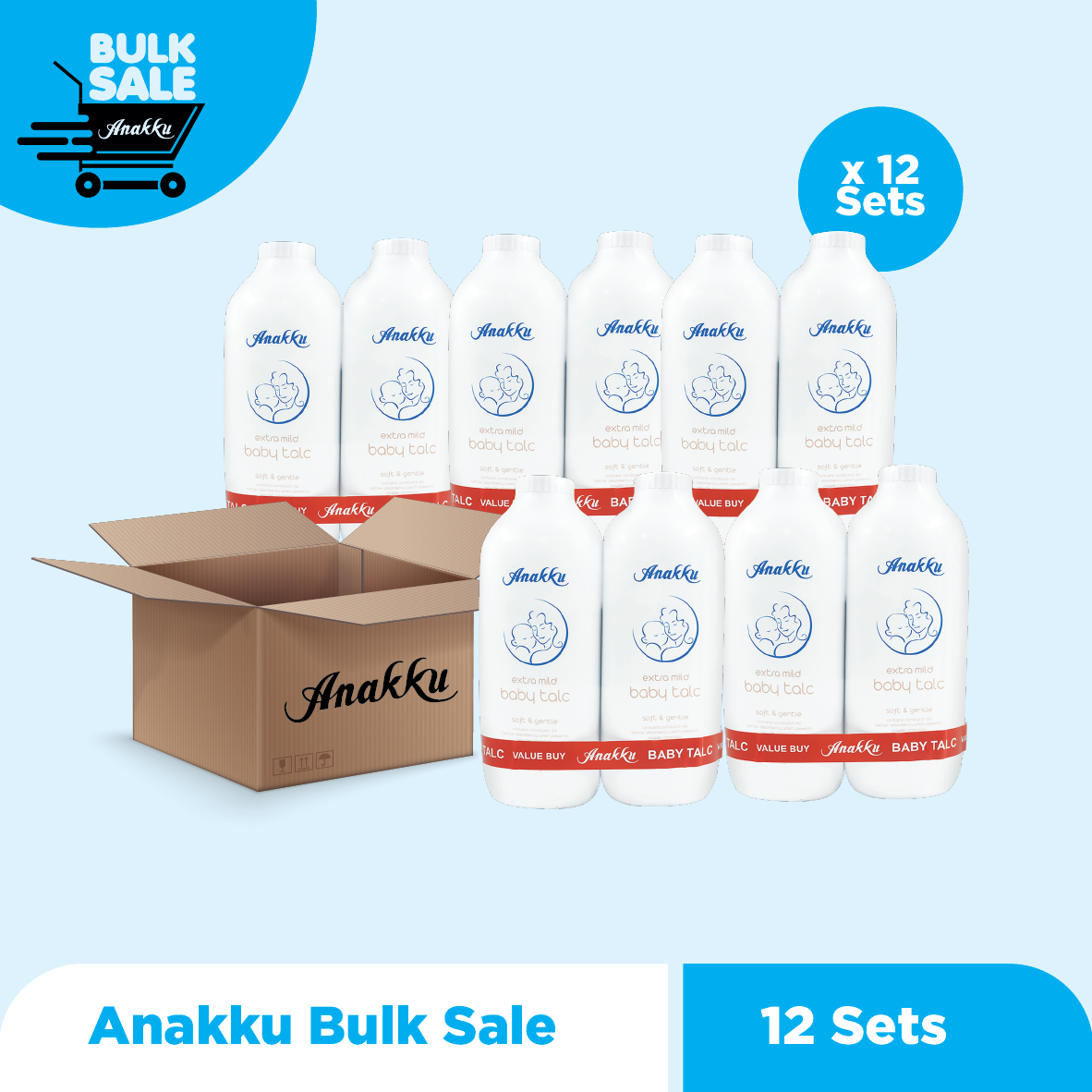 Bulk Sale - Anakku Baby Talcum (500g x 2) TP500 x 12 – Anakku Malaysia